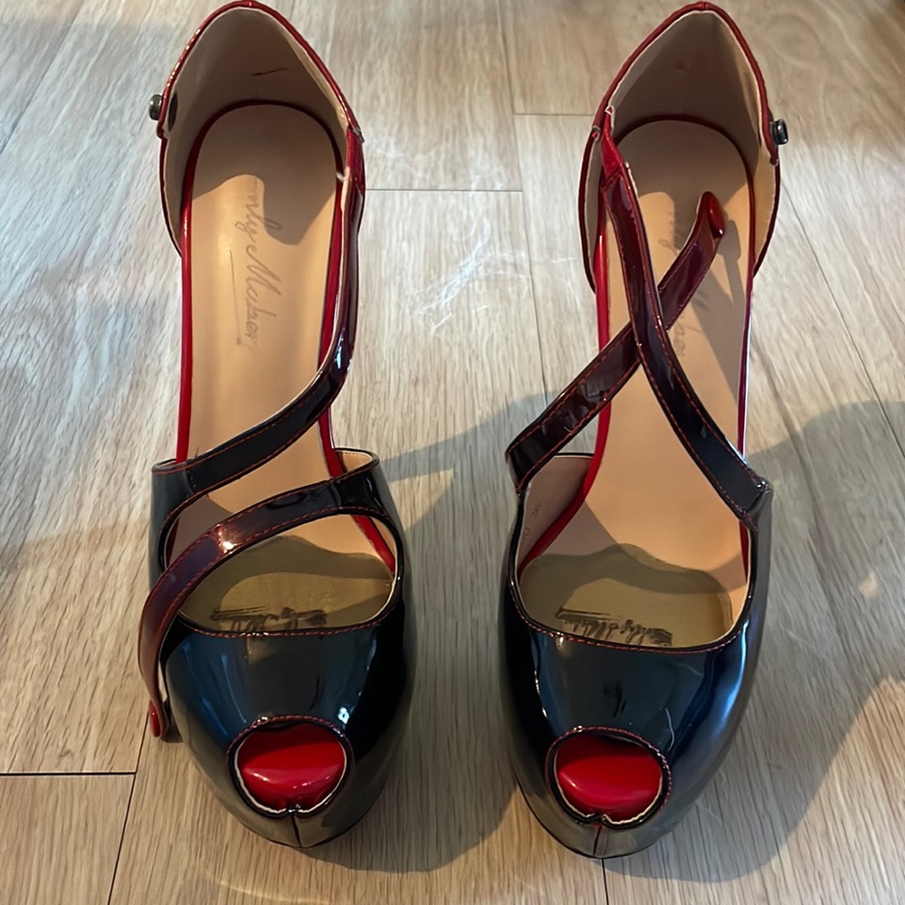 Super High Beautiful Red And Black Heels - Gem